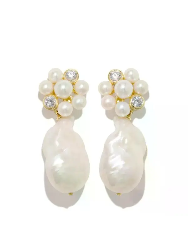 Completedworks 18kt -plated Lightdrops Pearl And Zirconia Drop Earrings - Gold