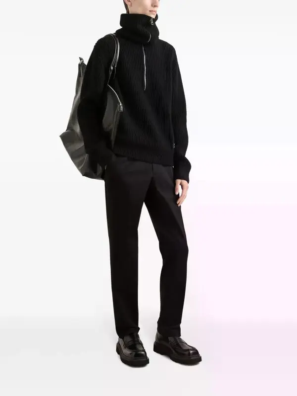Dolce & Gabbana Half Zip Ribbed Knit Sweater