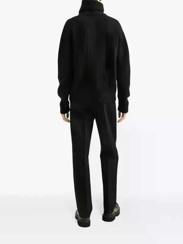 Dolce & Gabbana Half Zip Ribbed Knit Sweater