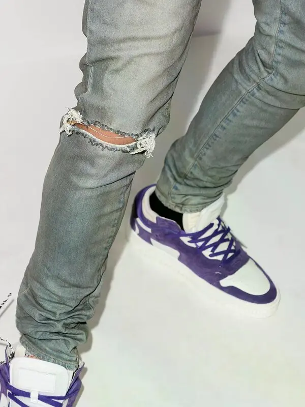 PURPLE BRAND Distressed Mid-rise Straight Leg Jeans
