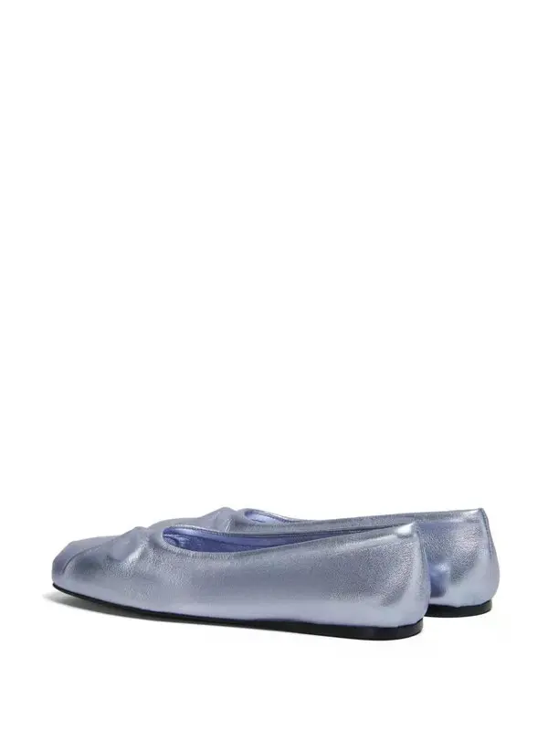 Marni Metallic Ballerina Shoes With Bow Detailing - Blue