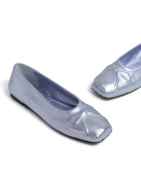 Marni Metallic Ballerina Shoes With Bow Detailing - Blue