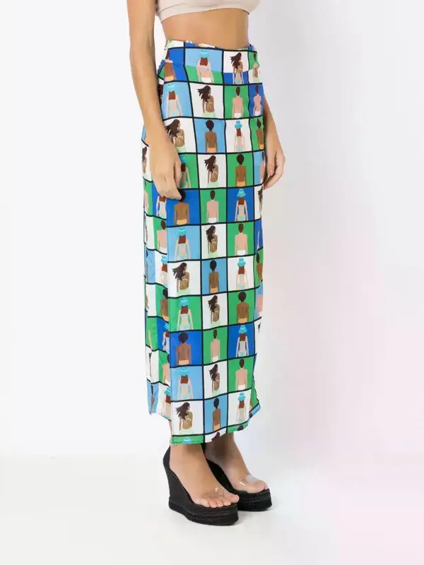 AMIR SLAMA Graphic-print Midi Skirt
