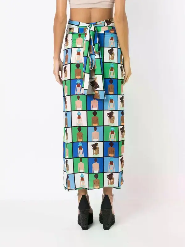 AMIR SLAMA Graphic-print Midi Skirt