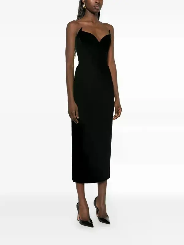 MUGLER Strapless Velvet Maxi Dress