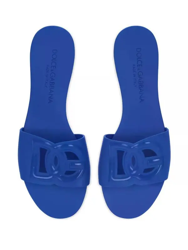Dolce & Gabbana Logo-lettering Open-toe Slides - Blue