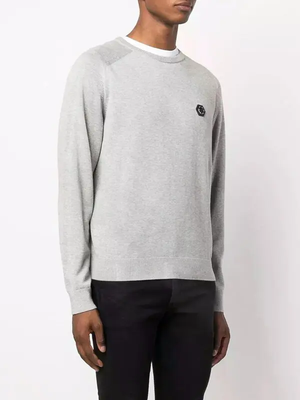 Philipp Plein Cotton Jumper With Logo Patch