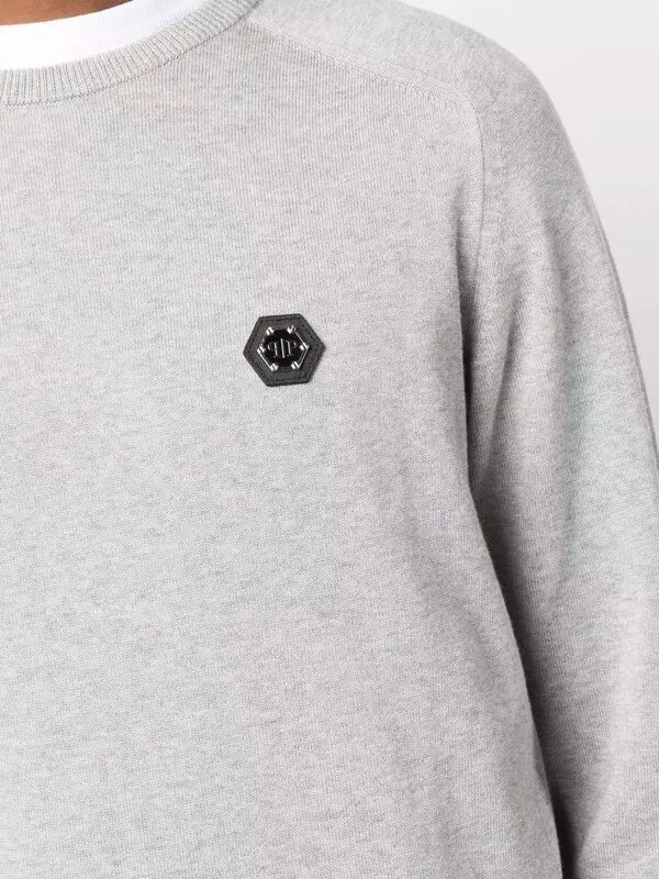 Philipp Plein Cotton Jumper With Logo Patch