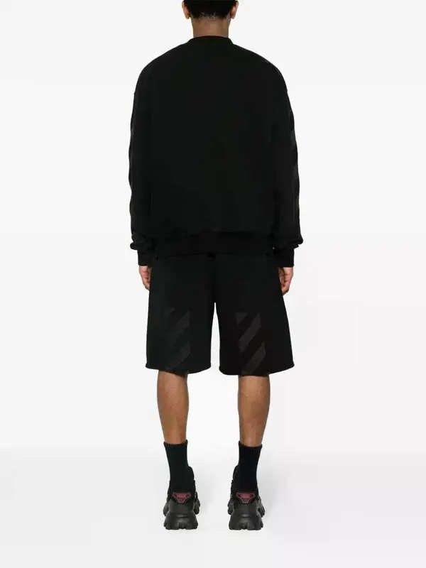 Off-White Diag-stripe Cotton Shorts - Black