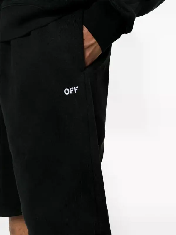 Off-White Diag-stripe Cotton Shorts - Black