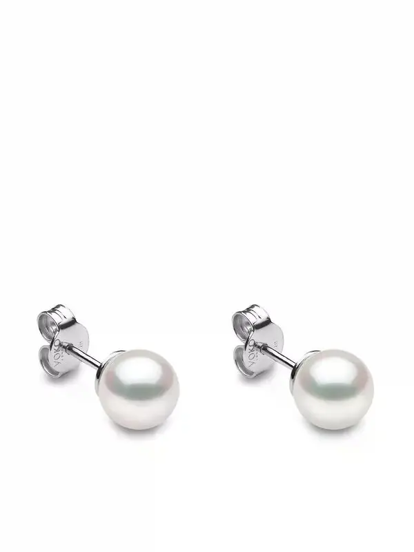 Yoko London 18kt White Gold Akoya Pearl Stud Earrings - Silver