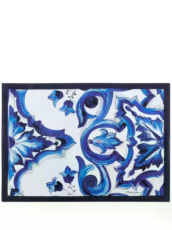 Dolce & Gabbana Blu Mediterraneo-print Placemat And Napkin Set - Blue