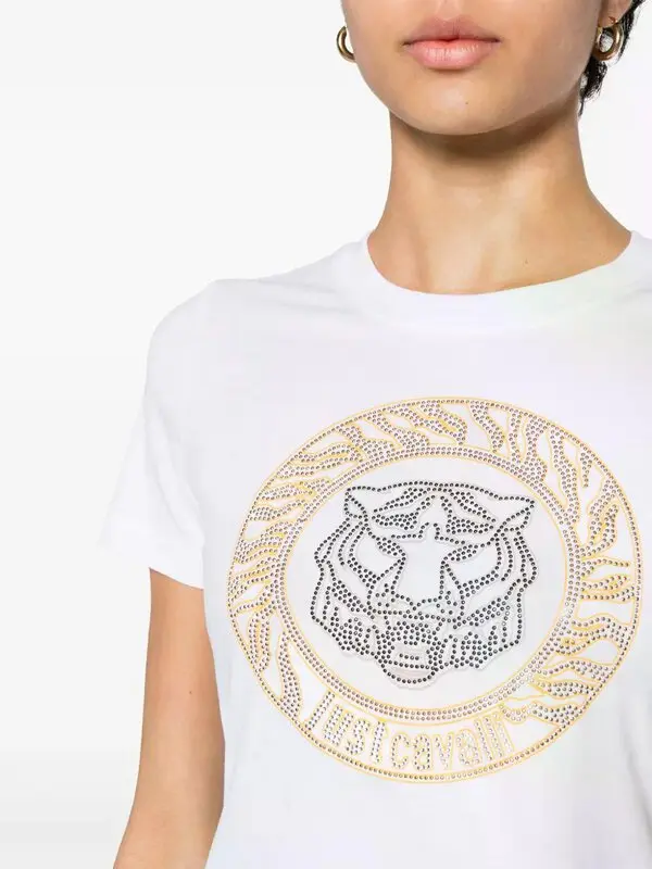 Just Cavalli Tiger Head-motif Studded T-shirt - White
