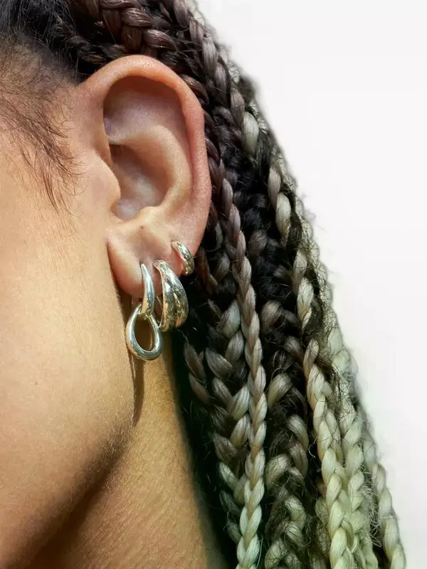 DINNY HALL Raindrop Double Link Earrings - Silver