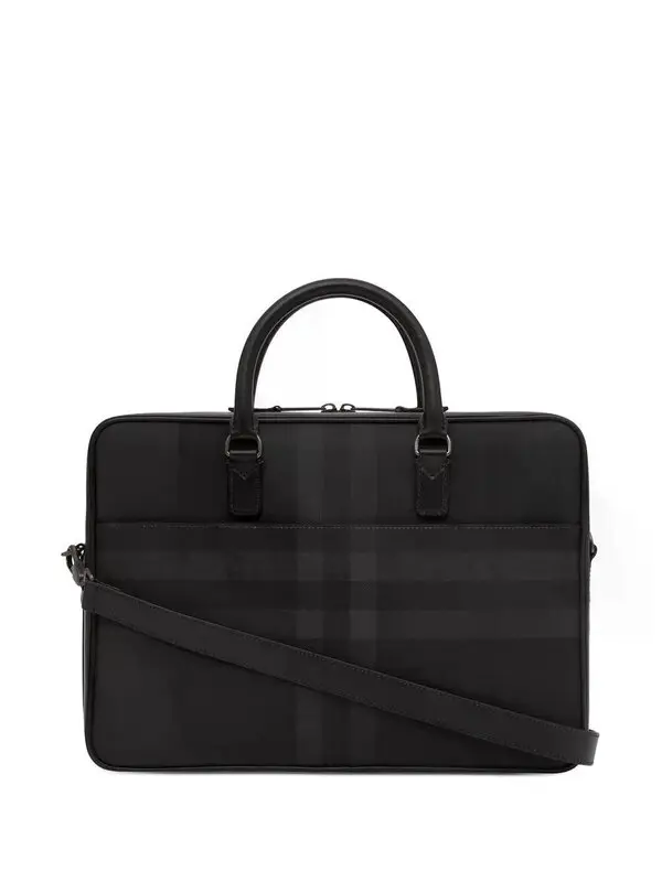 Burberry Ainsworth Briefcase With Iconic Check Pattern