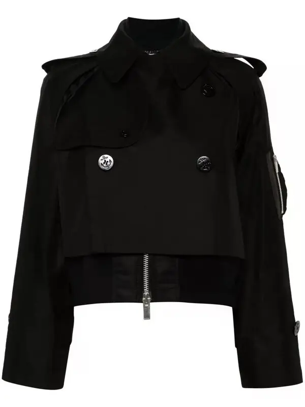 Sacai Layered Cropped Jacket - Black