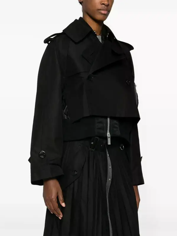 Sacai Layered Cropped Jacket - Black
