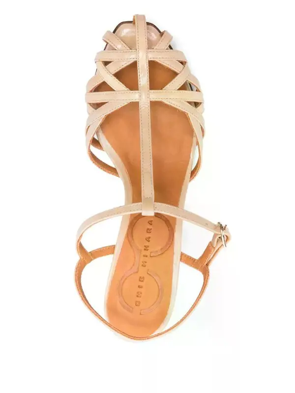 Chie Mihara Sand Beige Buckle-fastening Ankle Strap T-bar Sandals