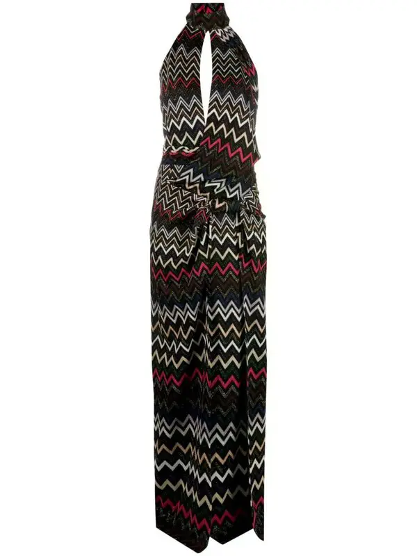 Missoni Zigzag Halterneck Maxi Dress - Black
