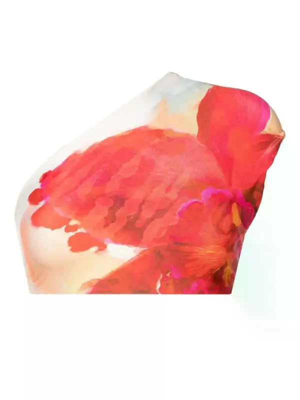 LENNY NIEMEYER Floral One-shoulder Bikini Top - Red