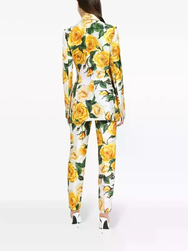 Dolce & Gabbana Rose Print High-waisted Trousers