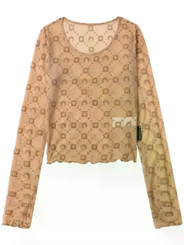 MARINE SERRE Monogram Crewneck Top - Neutrals