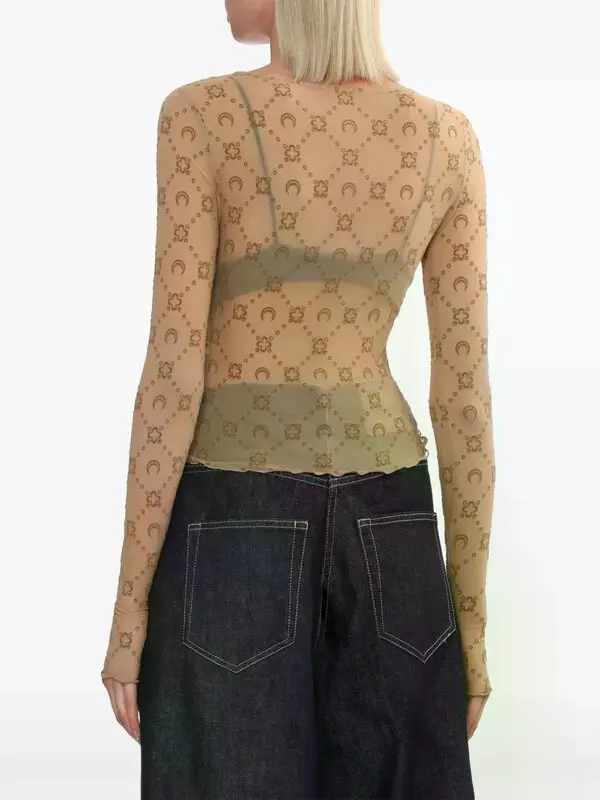 MARINE SERRE Monogram Crewneck Top - Neutrals