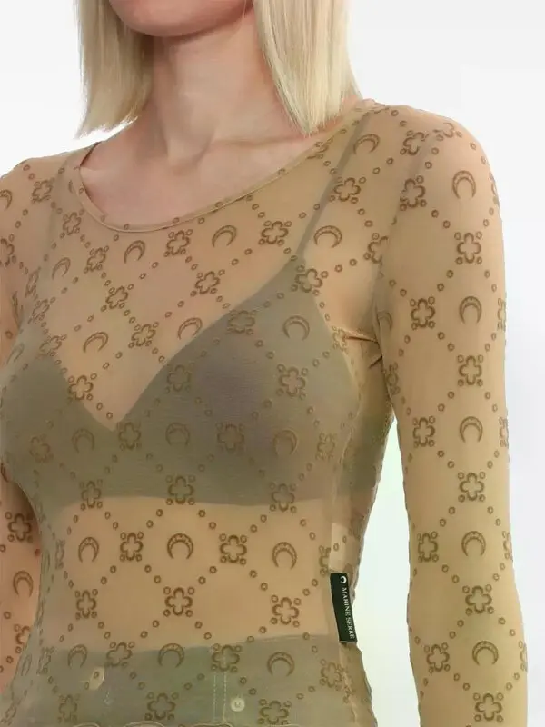 MARINE SERRE Monogram Crewneck Top - Neutrals