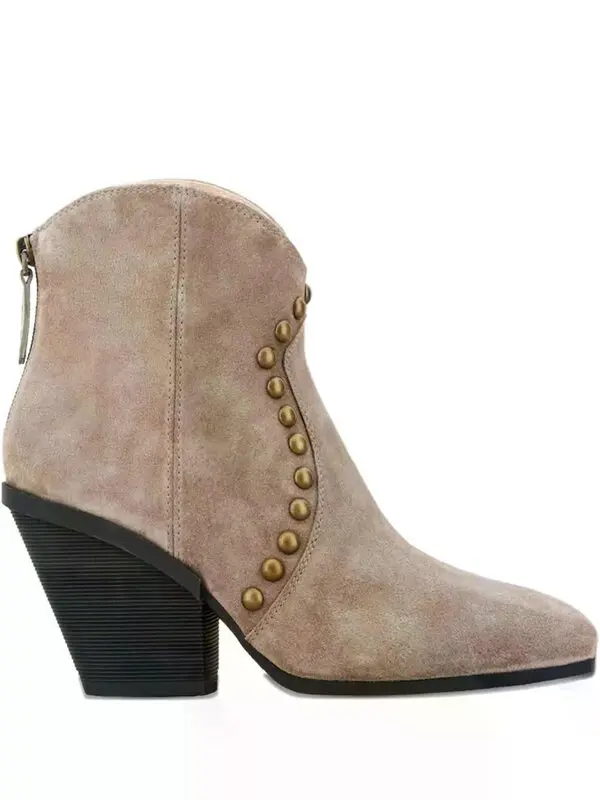 Hogan Suede Cowboy Boots With Stud Embellishment And Block Heel