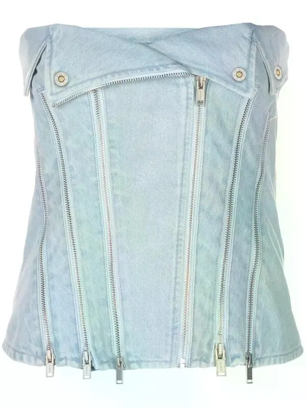 DION LEE Strapless Denim Top - Blue