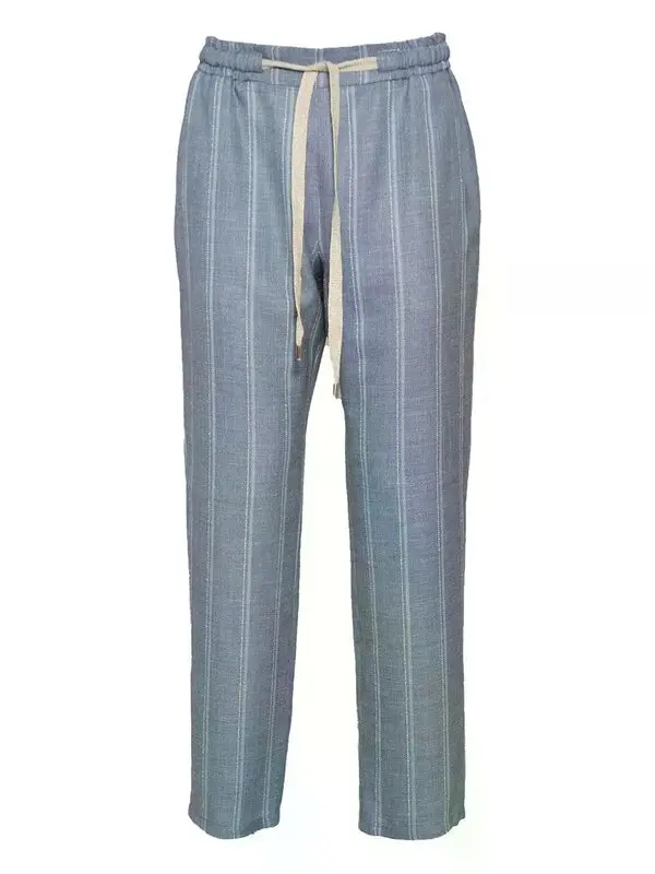 BARBA NAPOLI Striped Drawstring-waist Trousers - Blue