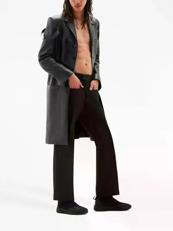 COURREGES Single-breasted Leather Coat