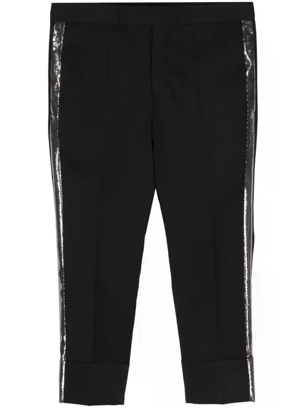 SAPIO Pressed-crease Wool Tapered Trousers - Black