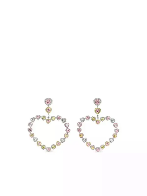 ANABELA CHAN 18kt White Gold Vermeil Love Heart Diamond Earrings - Silver