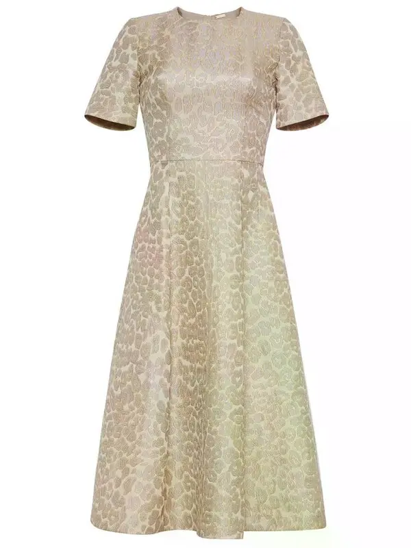 Adam Lippes Evangeline Leopard Print Midi Dress - Neutrals