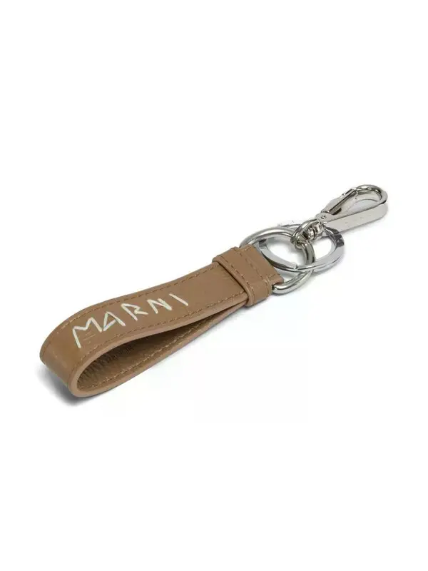 Marni Logo-embroidered Leather Keyring - Green