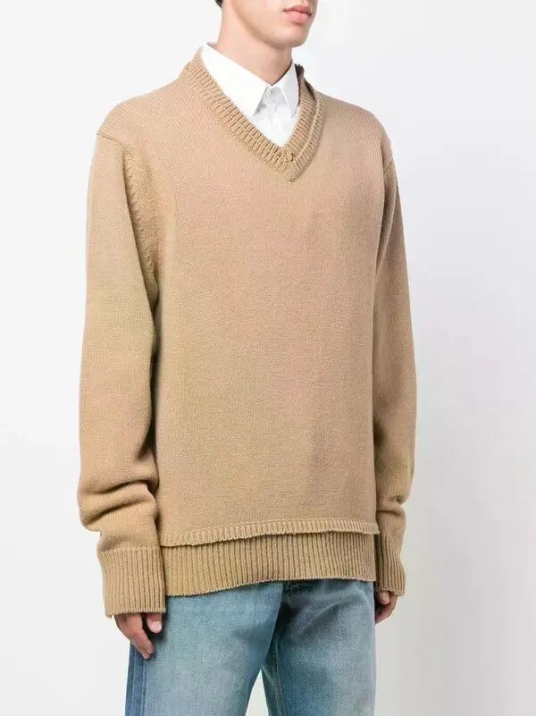 MAISON MARGIELA V-neck Elbow-patch Jumper