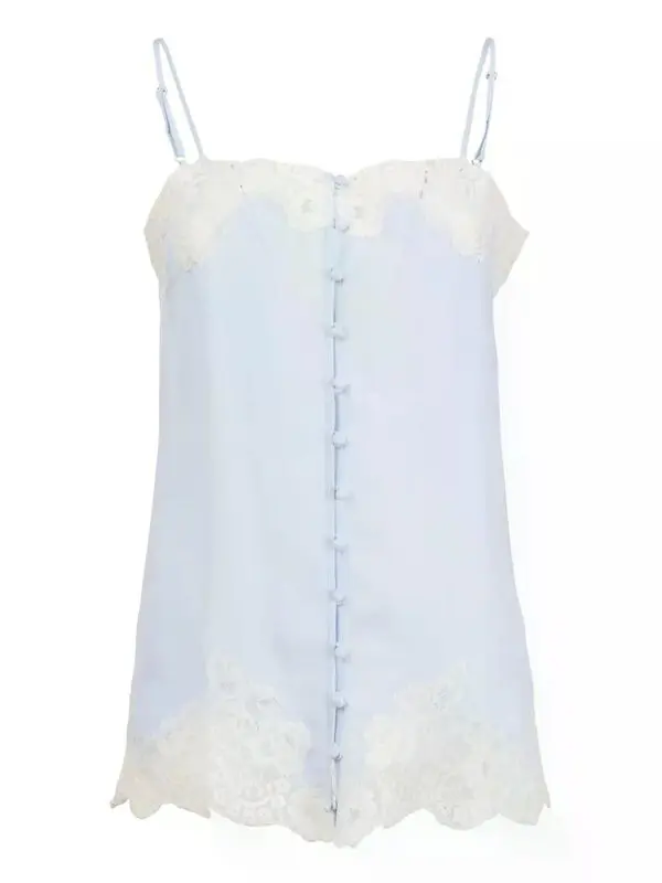 FLEUR DU MAL Lace-trimmed Button-front Slip - Blue