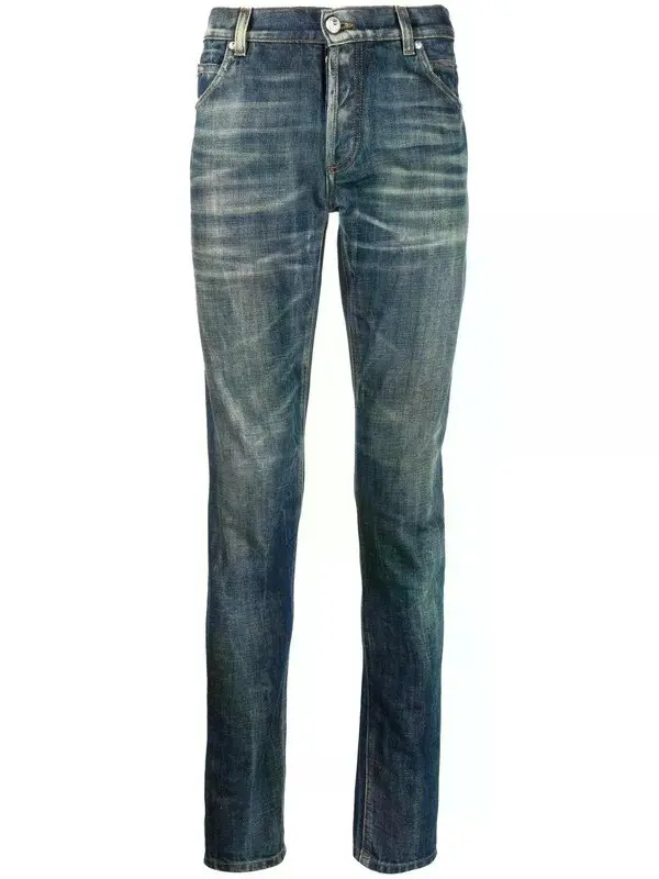 Balmain Whiskering-effect Slim Denim Jeans