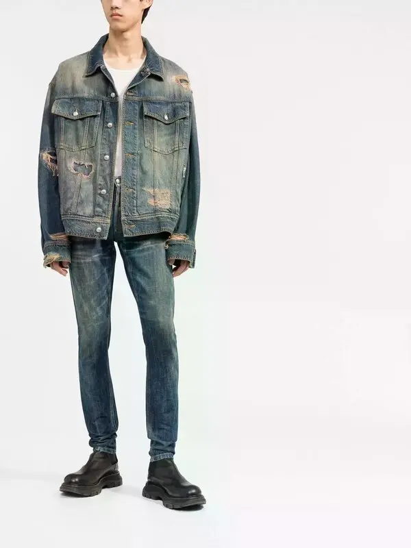 Balmain Whiskering-effect Slim Denim Jeans