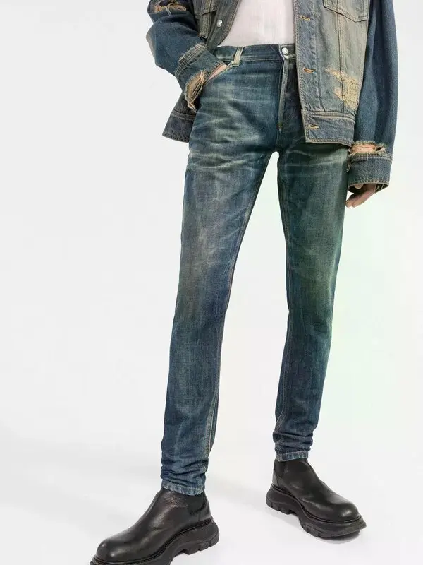 Balmain Whiskering-effect Slim Denim Jeans