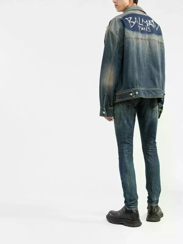 Balmain Whiskering-effect Slim Denim Jeans