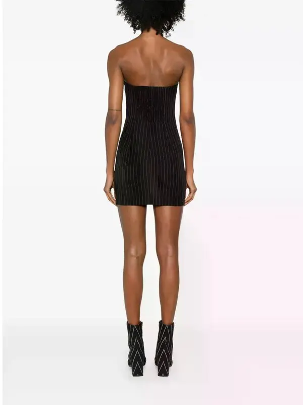 Patrizia Pepe Pinstriped Wide-neck Minidress