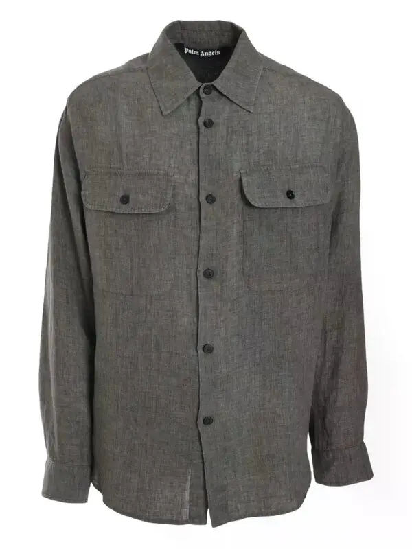 Palm Angels Logo-print Linen Overshirt