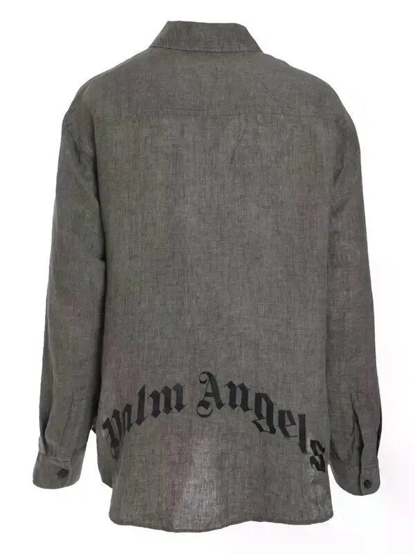 Palm Angels Logo-print Linen Overshirt