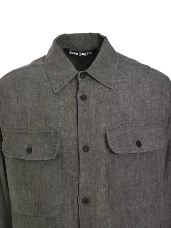 Palm Angels Logo-print Linen Overshirt