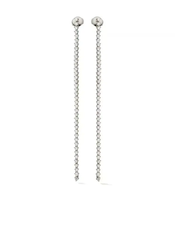 LARK & BERRY 14kt Gold Modernist Tennis Diamond Earrings - Silver