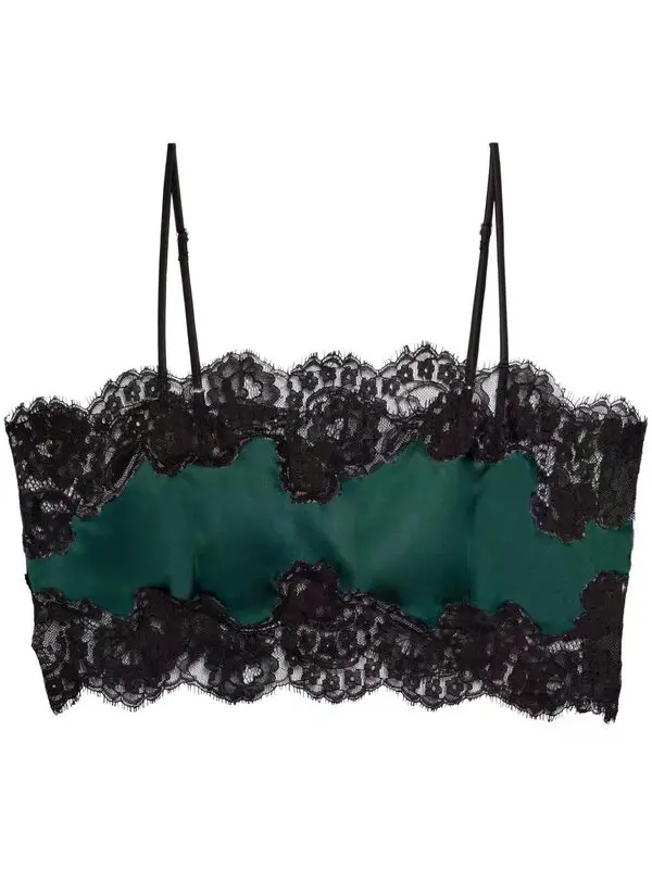 FLEUR DU MAL Lace-trim Bandeau Top - Green