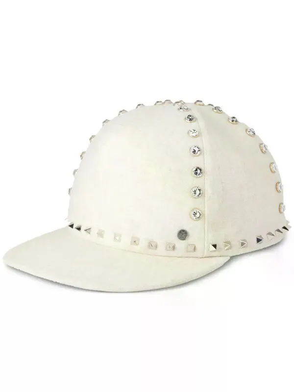 MAISON MICHEL Nick Stud-embellished Wool Cap - Neutrals