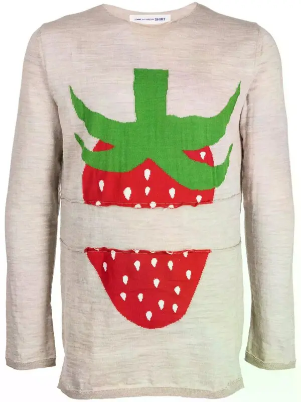 Comme Des Garçons Graphic-print Crew-neck Sweatshirt - Neutrals